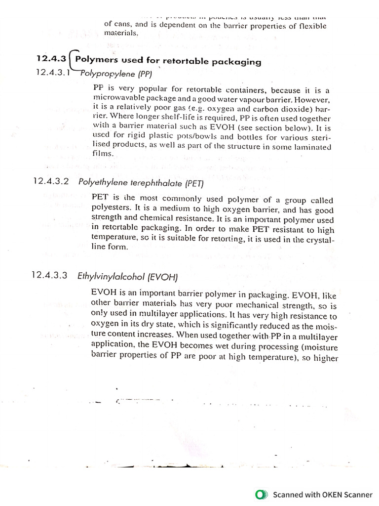 Polymers Used For Retortable Packaging | PDF