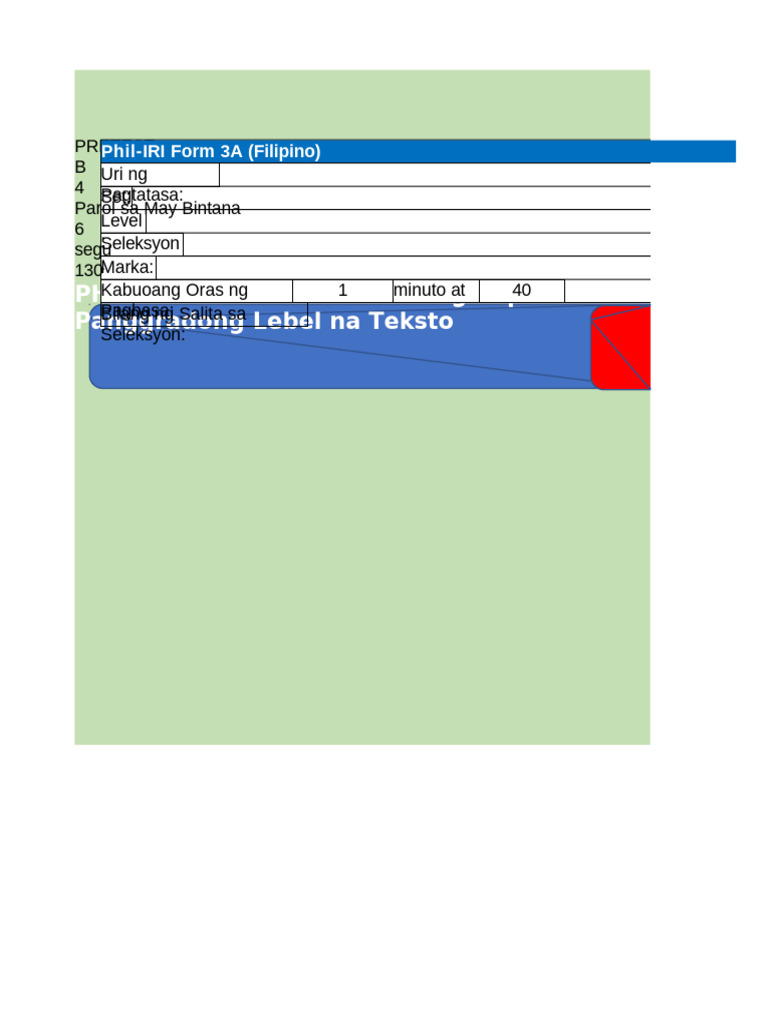 Phil Iri Form 3a and 3b | PDF
