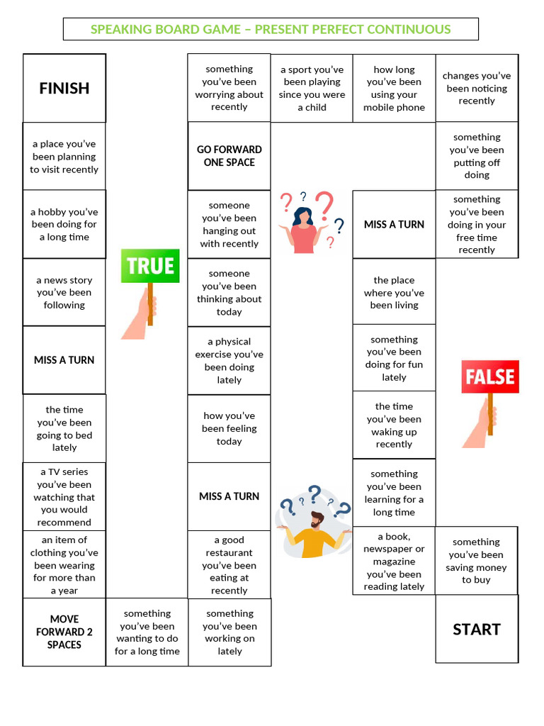 Present Perfect Continuous Board Game | PDF