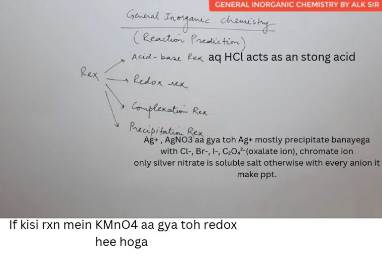Aq HCL Acts As An Stong Acid: If Kisi RXN Mein Kmno4 Aa Gya Toh Redox Hee Hoga | PDF
