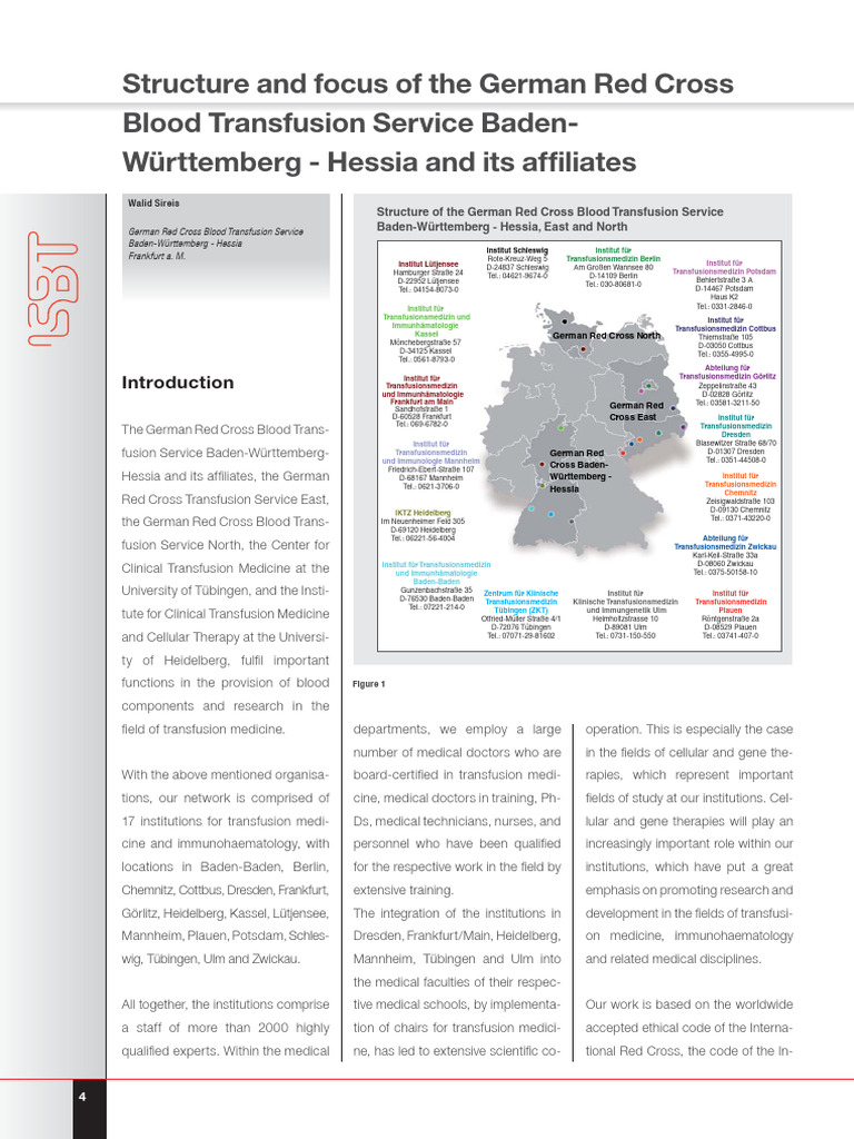 Structure and Focus of G German Red X Transfusion Services | PDF ...