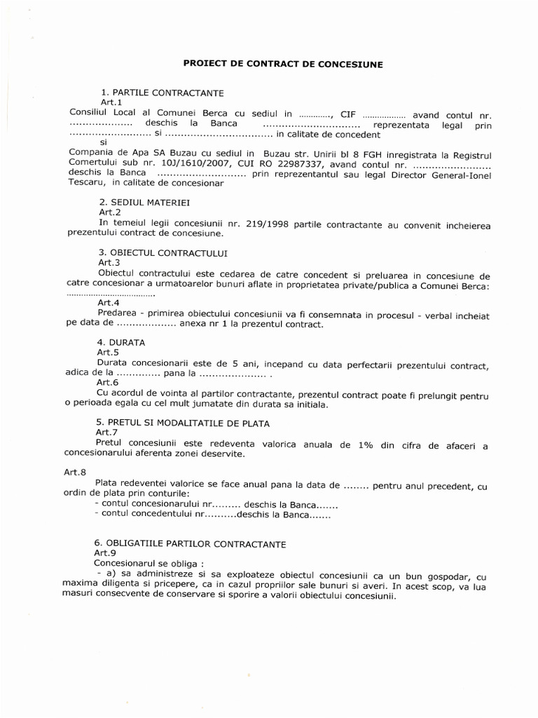 Contract de concesiune | PDF