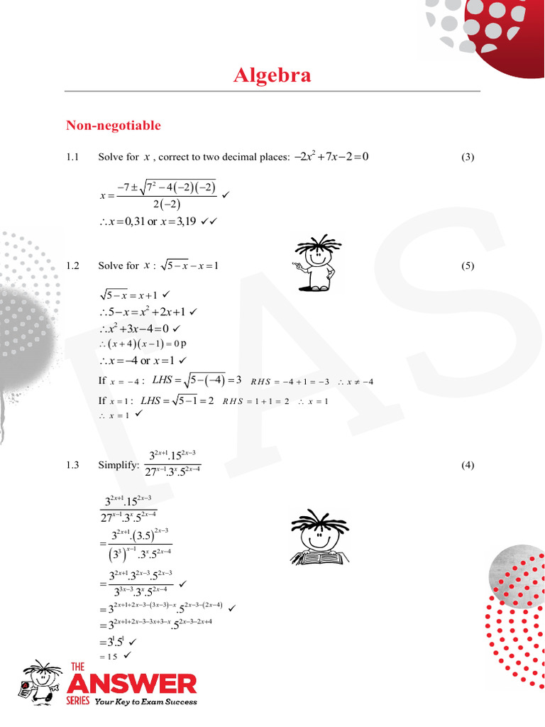 The Answer Series (TAS) - Grade 11 Maths Revision Solutions | PDF ...