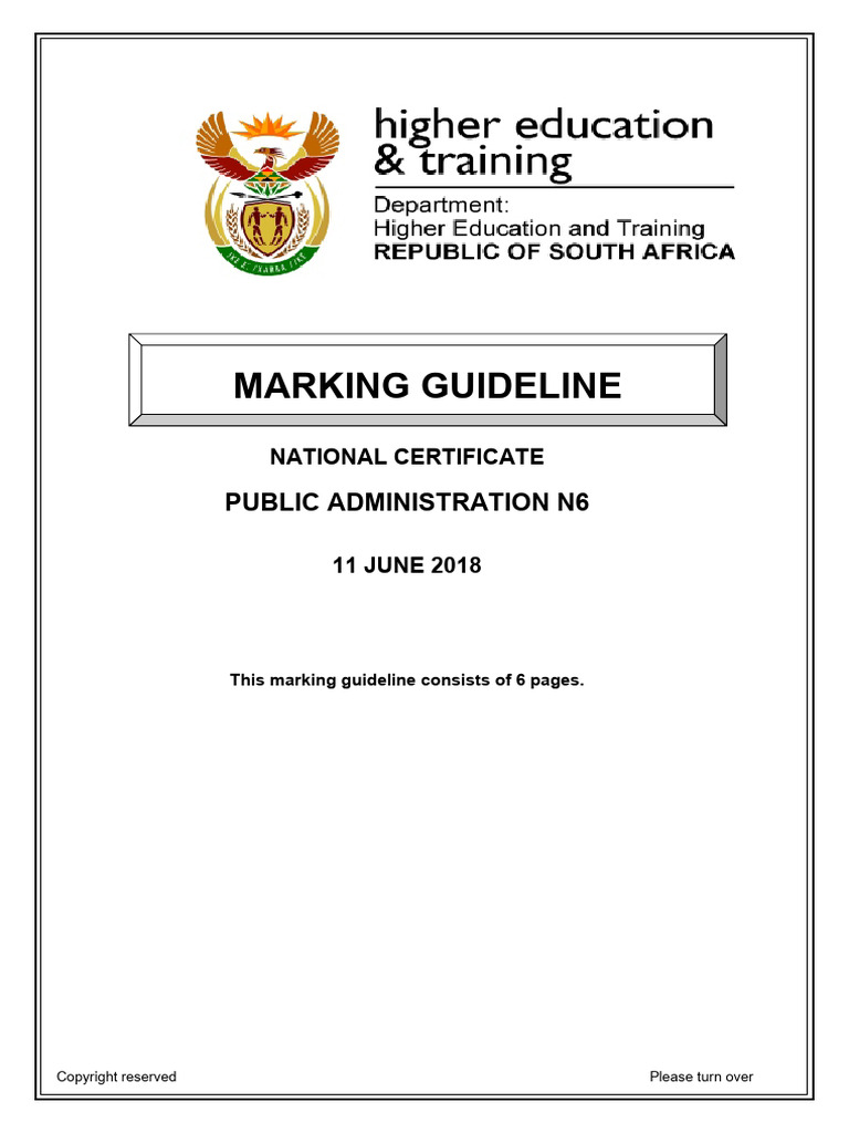 N6 Public Administration June 2018 Memorandum | PDF