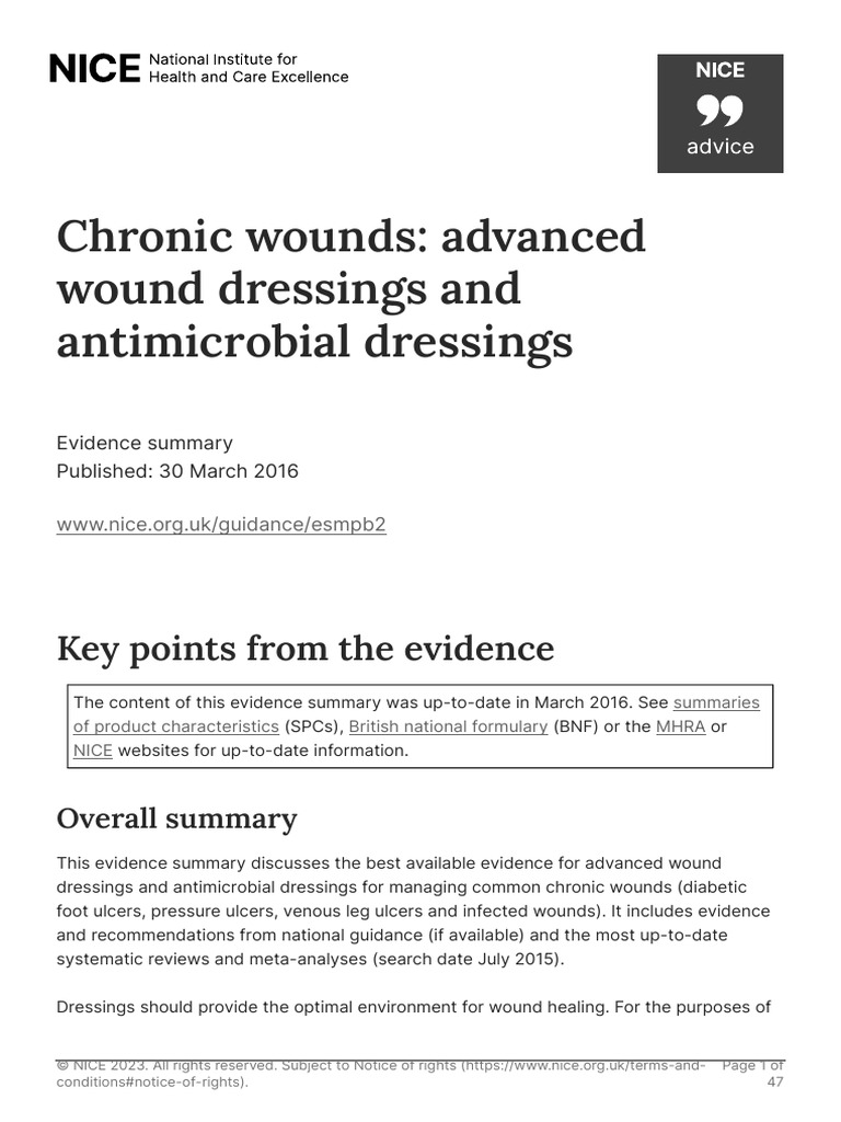 Chronic Wounds Advanced Wound Dressings and Antimicrobial Dressingspdf ...