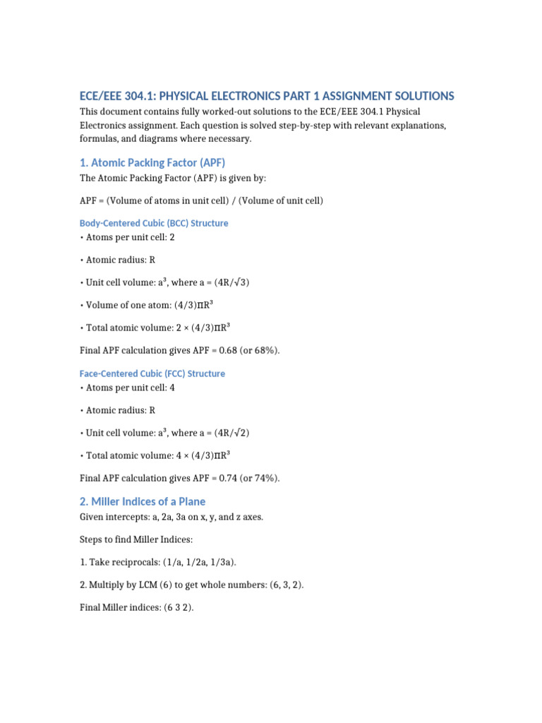 ECE EEE 304 Assignment Solutions | PDF
