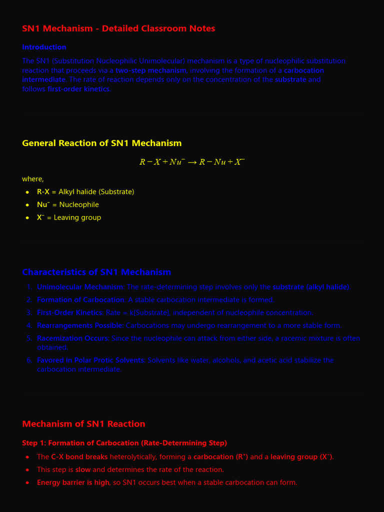 SN1 Mechanism Overview | PDF | Organic Chemistry | Chemistry