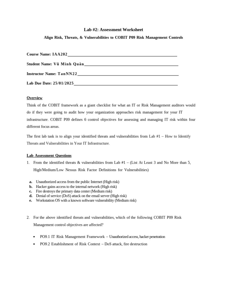 COBIT P09 Risk Management Assessment | PDF | Risk Management | Security