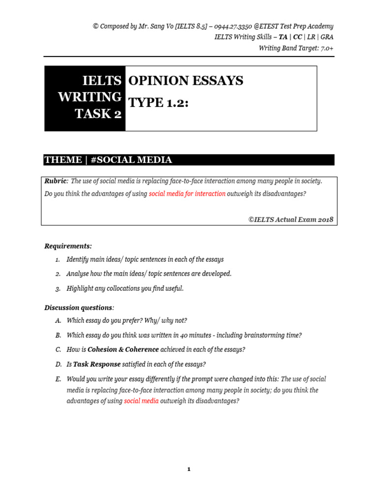 (Model Essay) (Task 2-Type 1.2) (Social Media) | PDF | Essays ...