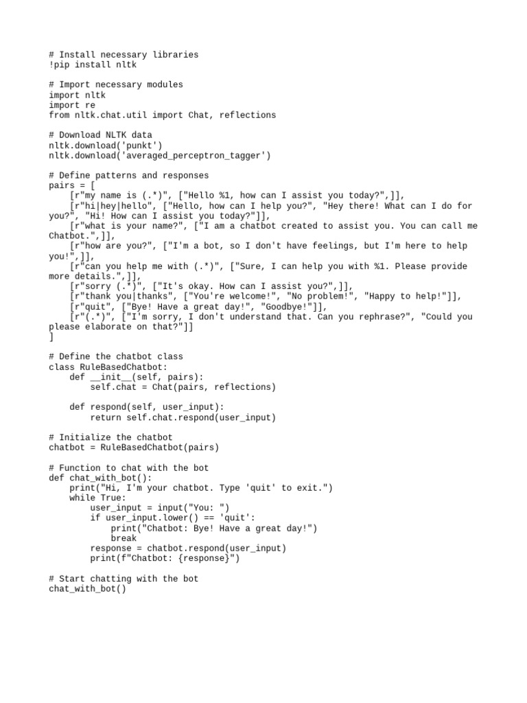 Rule Based Chatbot | PDF