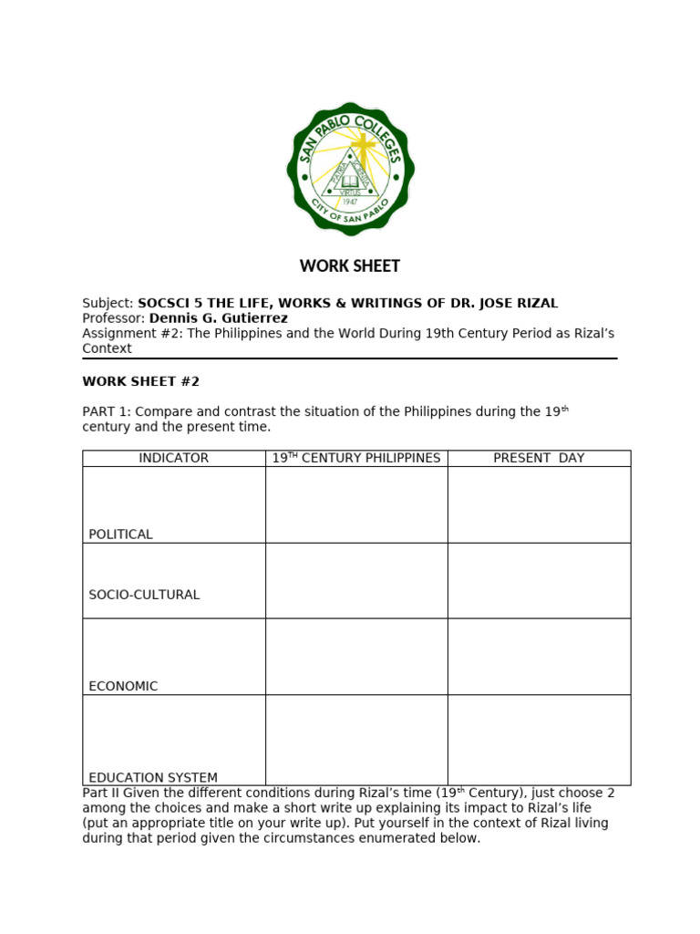 Assignment #2 in Rizal Course | PDF