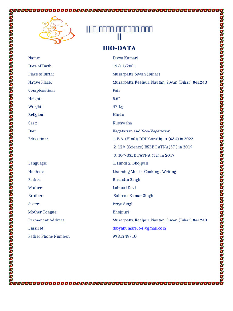 Bio Data | PDF