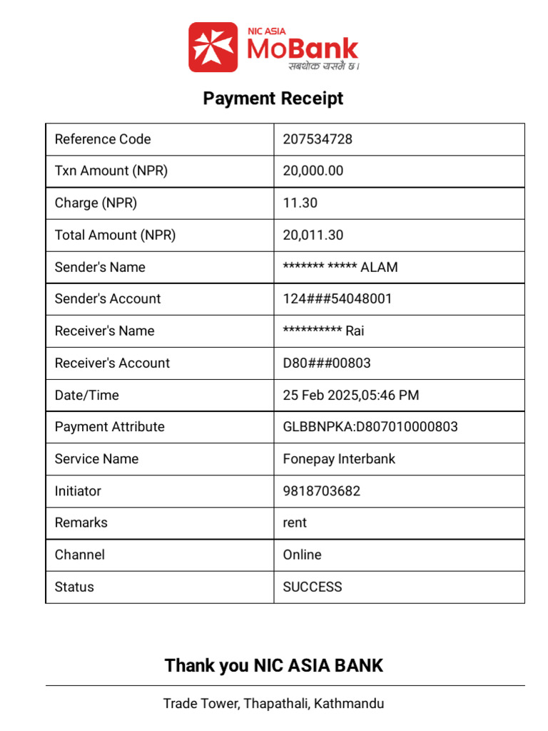 Fonepay Payment Receipt - 25 Feb 2025 | PDF