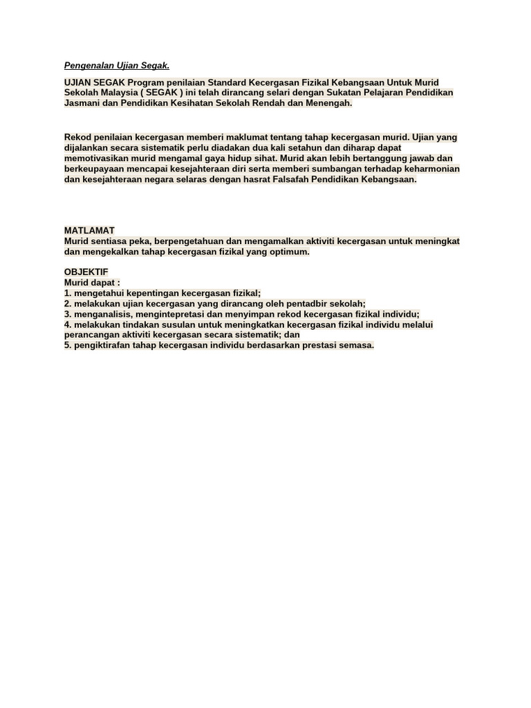 Pengenalan Ujian Segak untuk Murid | PDF