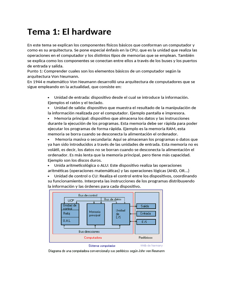 Tema 1- Informatica | PDF | Almacenamiento de datos de la computadora | Unidad Central de ...