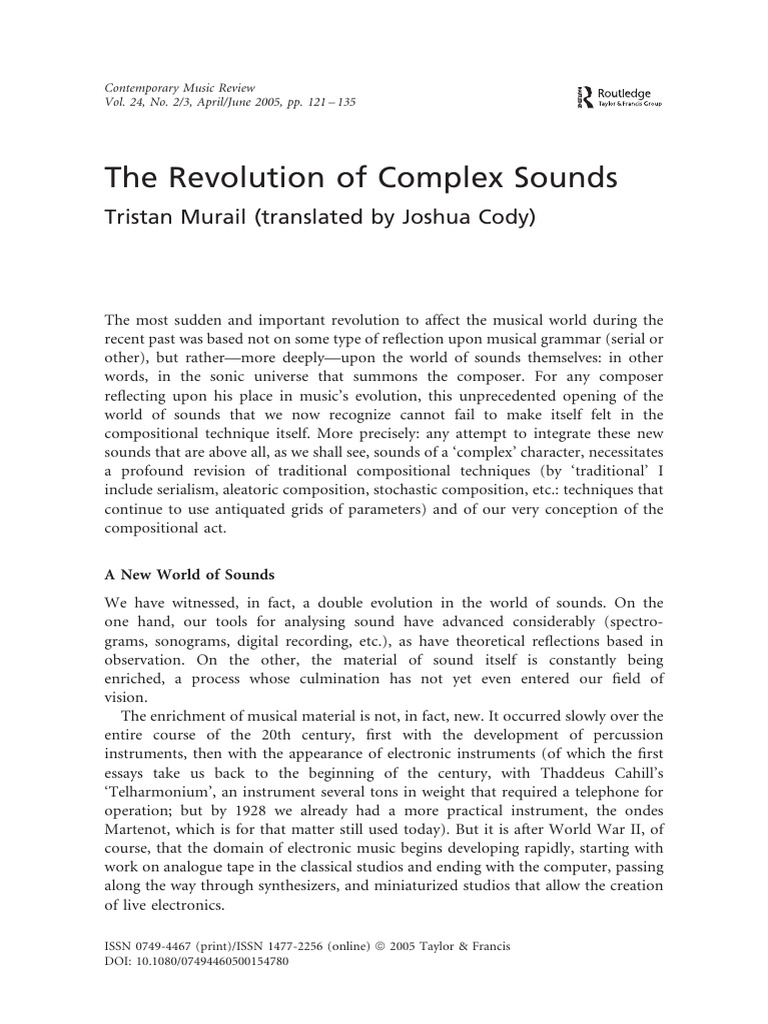 The Revolution of Complex Sounds | PDF | Harmonic | Spectral Density