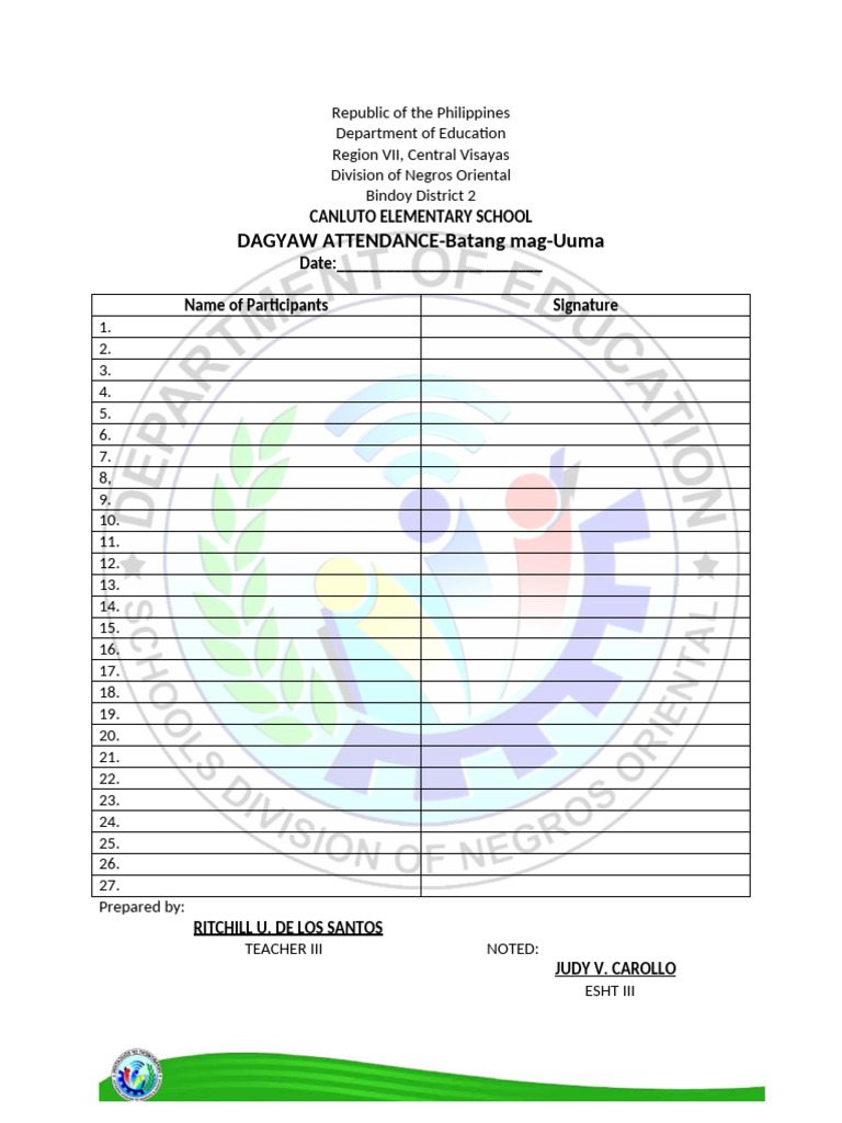 Dagyaw - Attendance and Movs | PDF