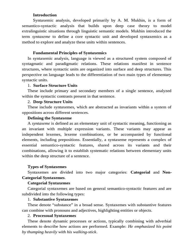 Holovko, Syntaxemic Analysis | PDF | Noun | Syntax