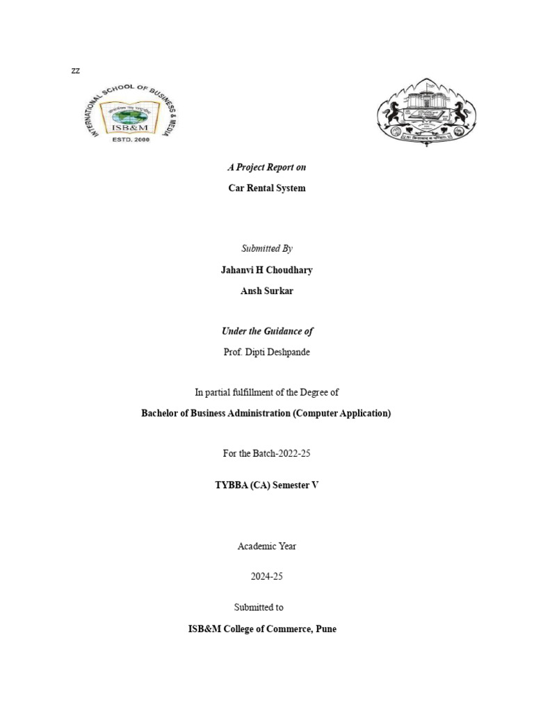 Car Rental System Project PDF | PDF | Databases | Software Testing