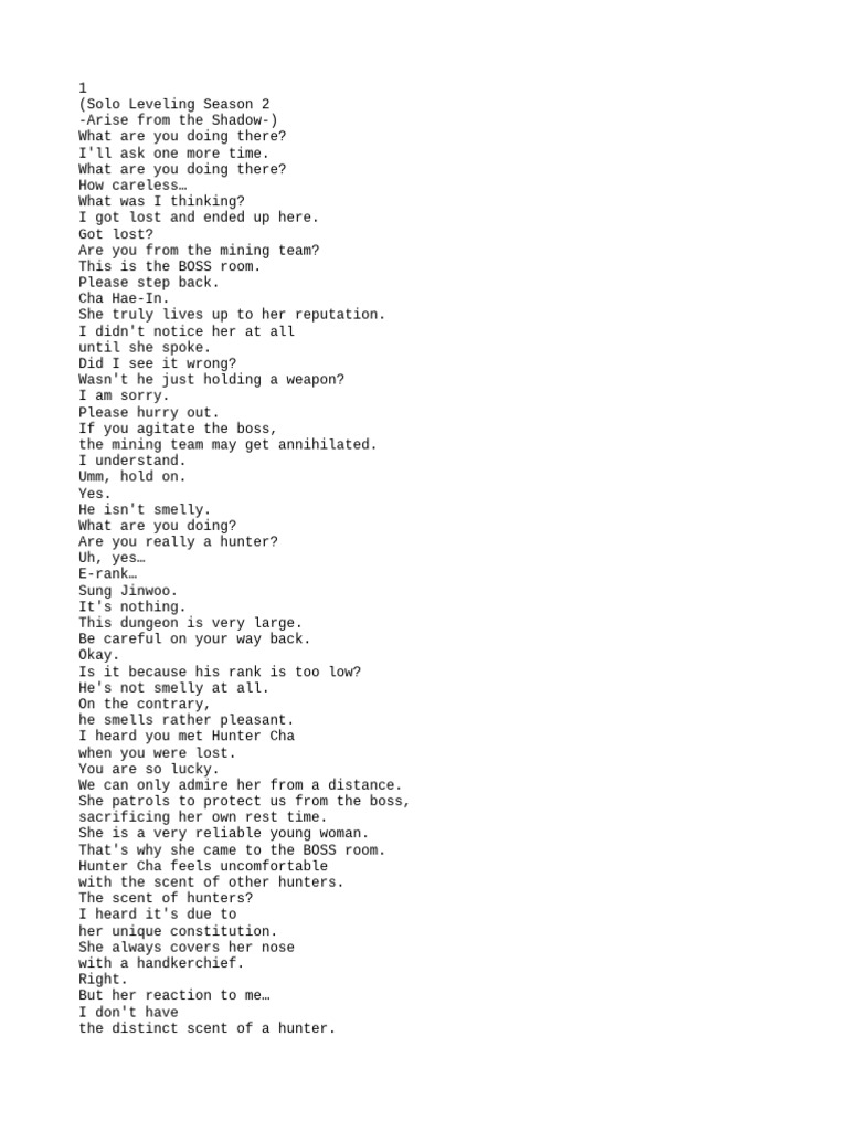 Solo Leveling S02E05 English Dialogue | PDF