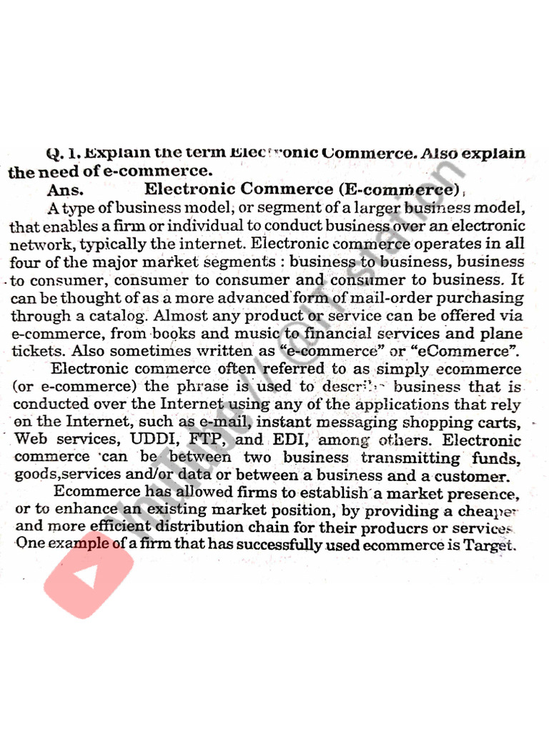 E-Commerce Notes Bca 6th Semester | PDF