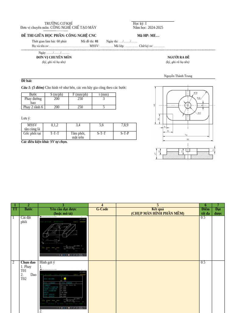 STT - MSSV - NguyenVanAn (2024.1) - DE THI 1 | PDF