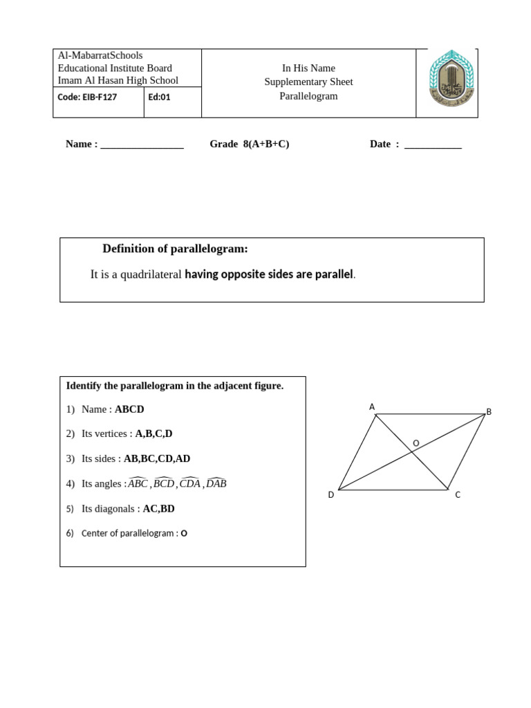 Parallelogram Properties and Proofs | PDF | Classical Geometry ...