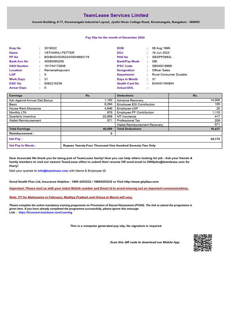 Payslip-DEC-2024 Payslip-1 | PDF | Payments