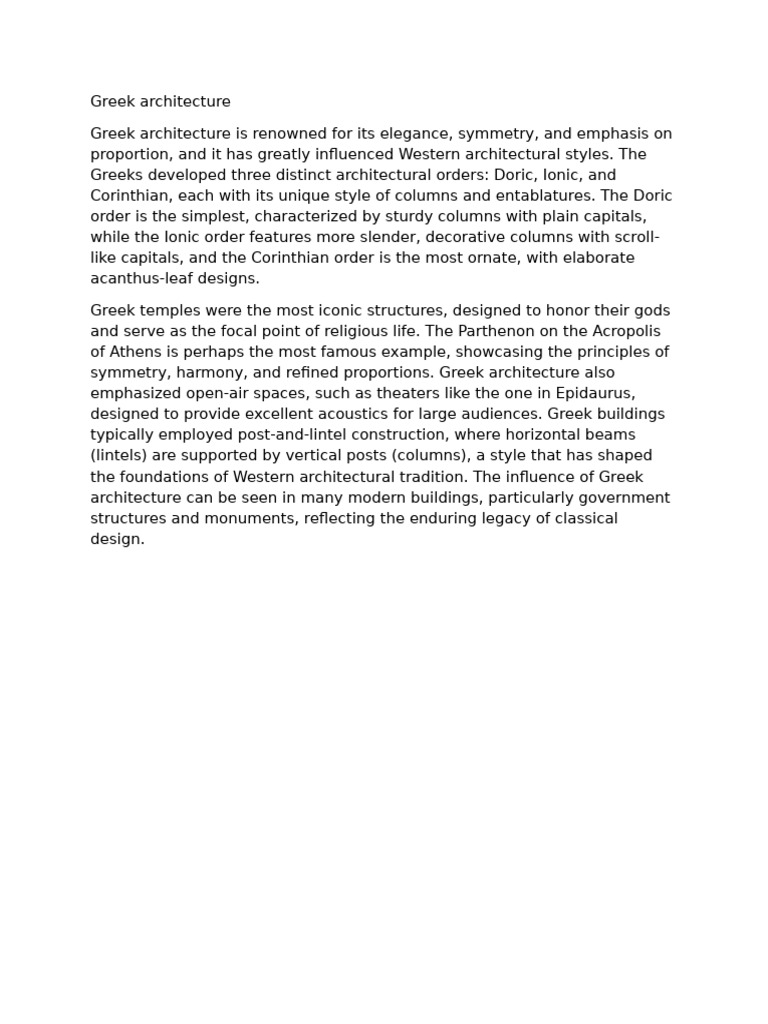 Greek Architectural Orders and Influence | PDF