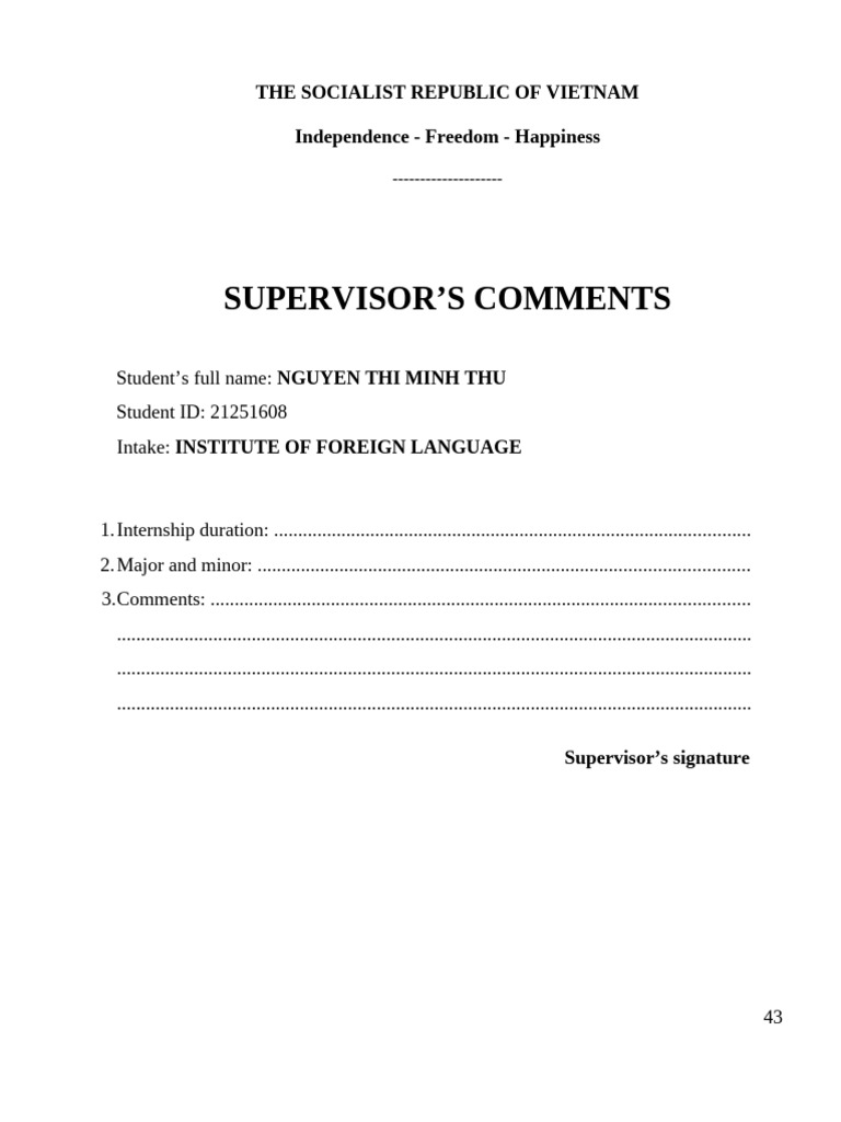 Supervisor's Comment | PDF