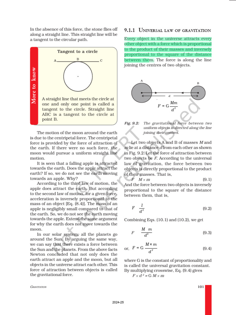 Class 9 Gravitation | PDF | Force | Gravity
