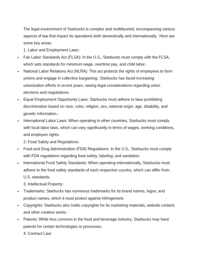 Starbucks Legal Compliance Overview | PDF | Employment | Labour Law