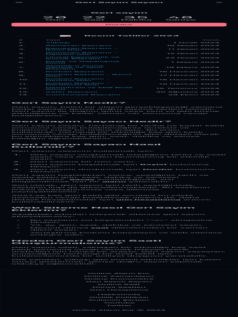 Geri Sayım Sayacı | PDF
