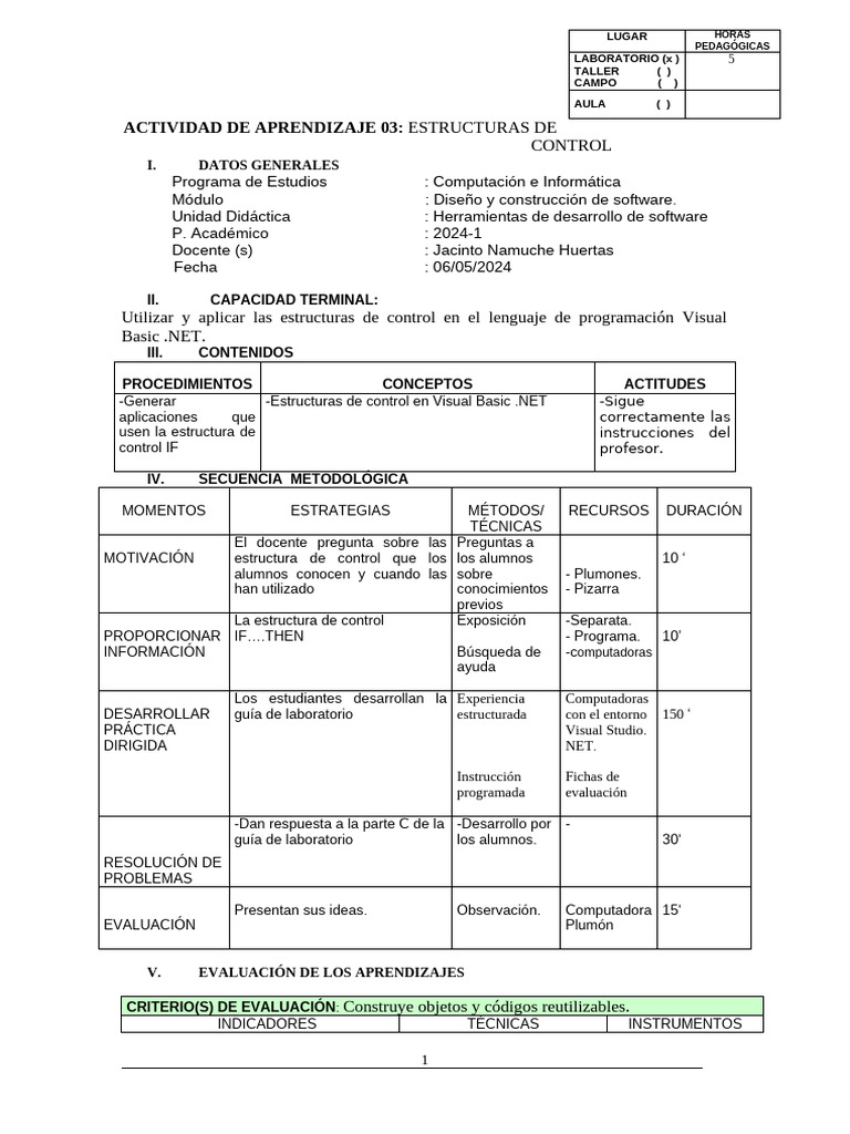 Copia de FAA3 ESTRUCTURAS DE CONTROL VISUAL BASIC | PDF | Evaluación ...