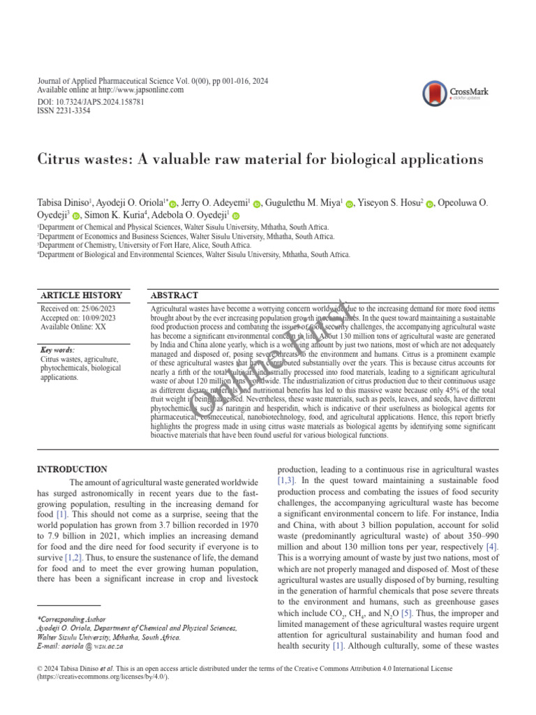 Citrus Wastes A Valuable Raw Material Fo | PDF | Nf κb