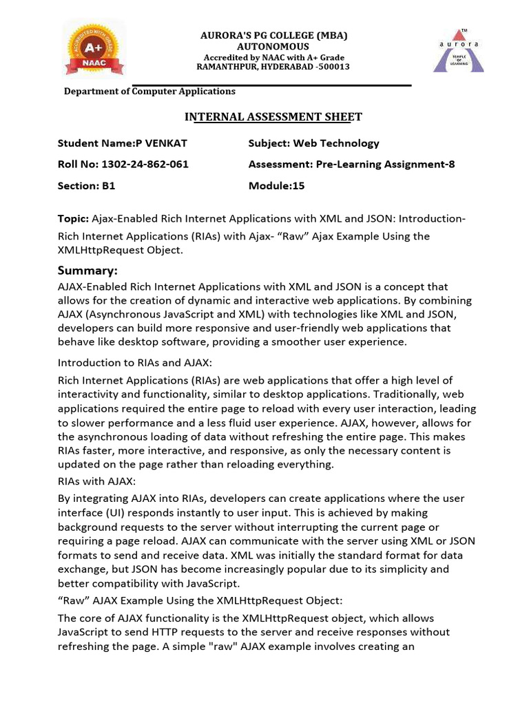Wt8venkat | PDF | Ajax (Programming) | World Wide Web