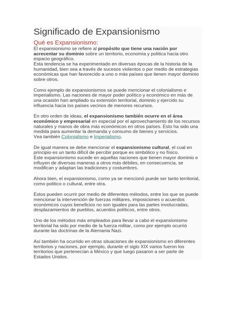 Significado de Expansionismo | PDF