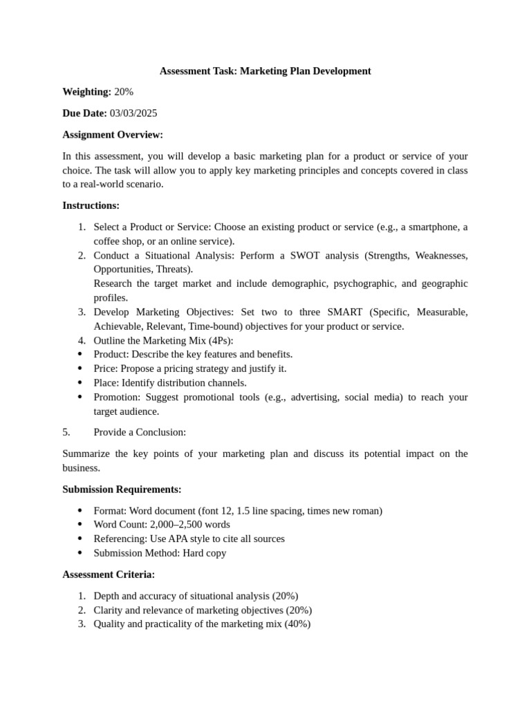 Year One Assessment Task | PDF