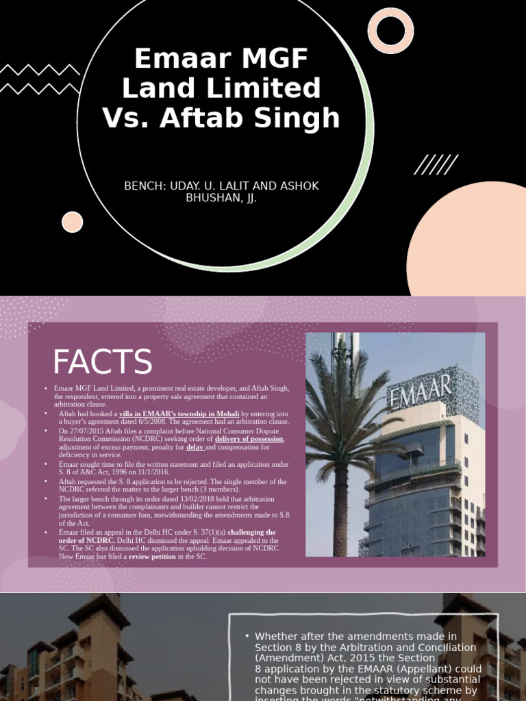 Emaar MGF Land Limited vs. Aftab Singh - Sejal - Swami | PDF | Arbitration | Jurisdiction