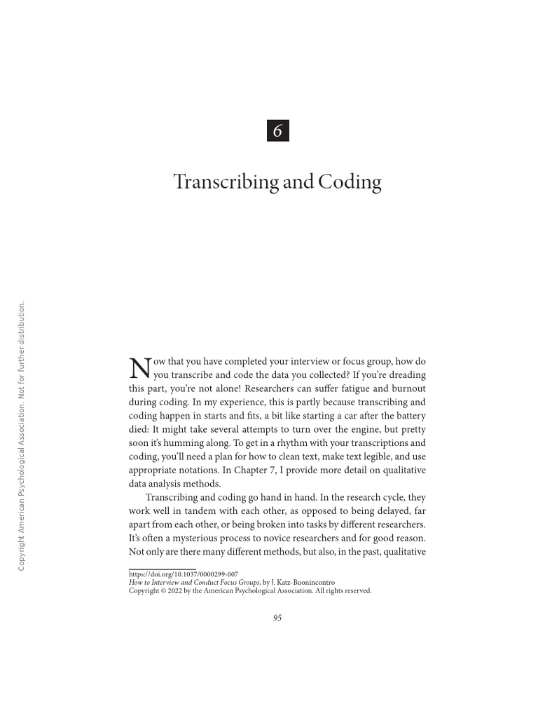 Transcribing and Coding in PSychology | PDF | Gesture | Translations