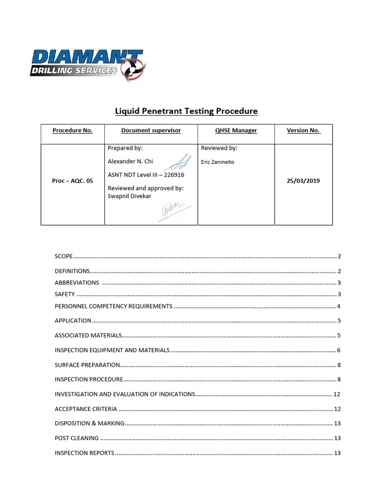 ProAQC05_Liquid Penetrant Test_25032019 (1) | PDF | Nondestructive ...