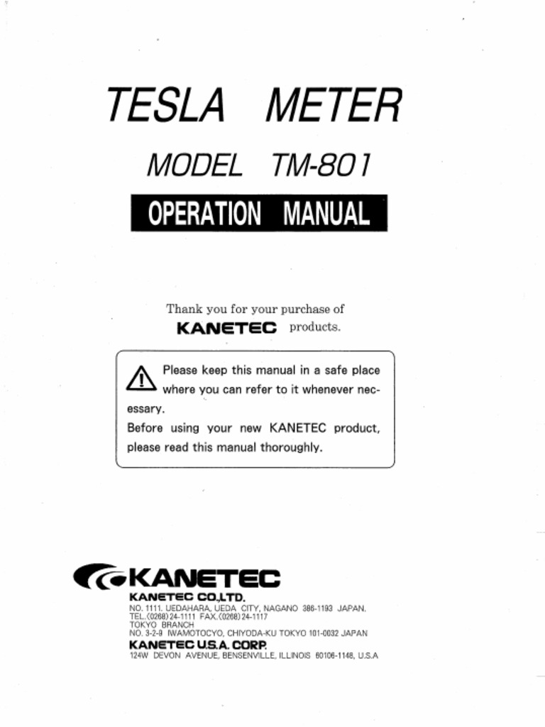 (Tesla Meter) TM 801 Manual | PDF
