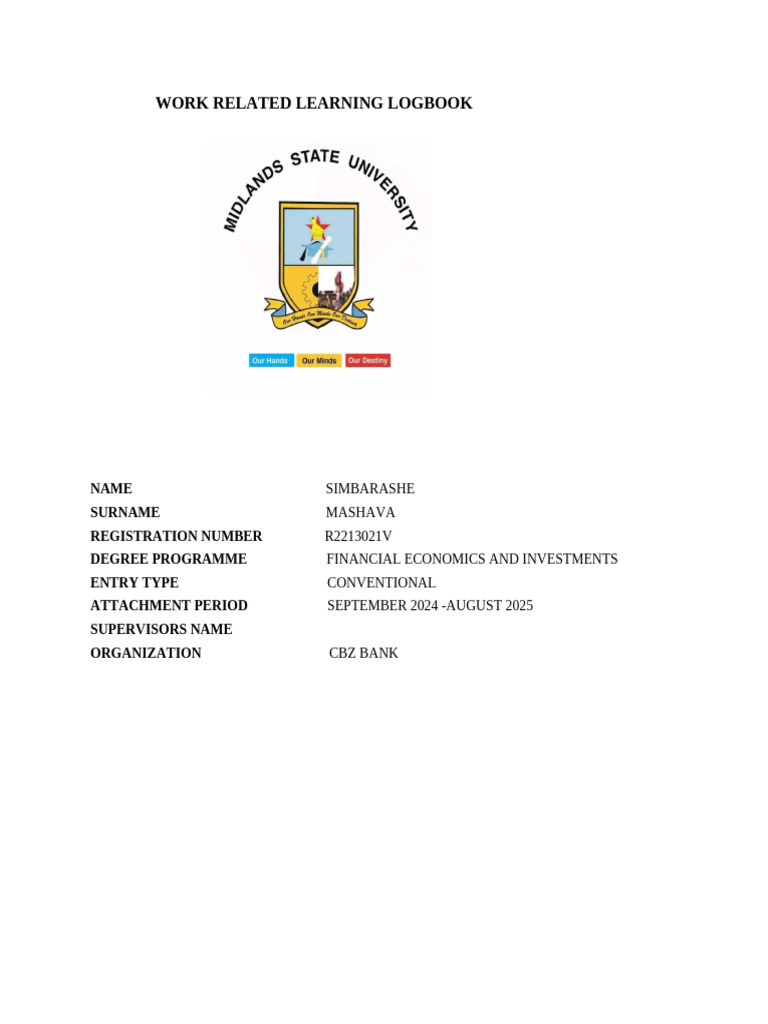 Work Related Learning Logbook | PDF