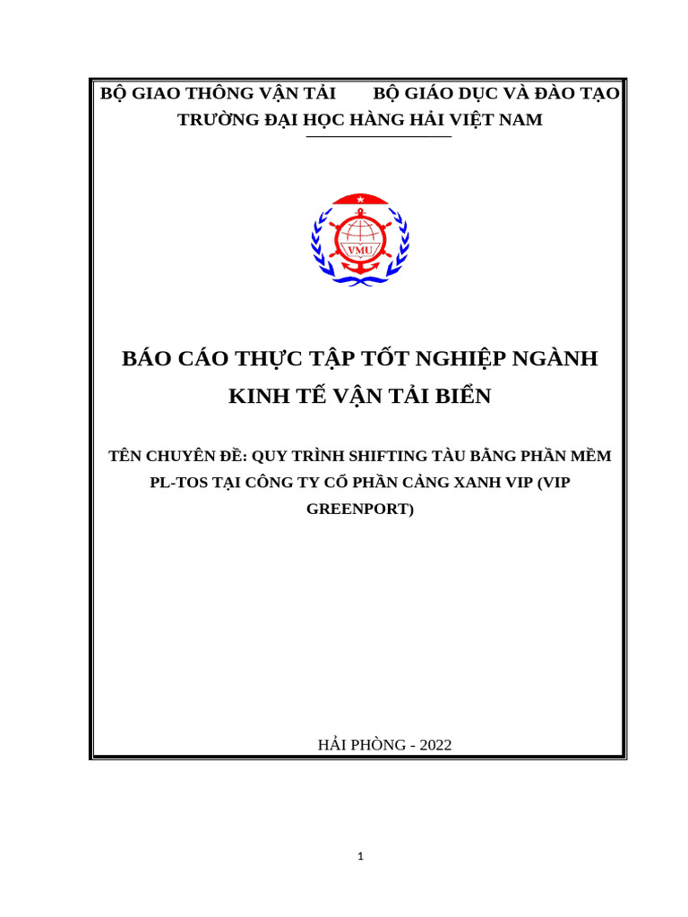 (123doc) Bao Cao Thuc Tap Tot Nghiep Cong Ty Co Phan Cang Xanh Vip | PDF