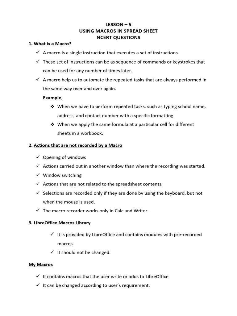 Understanding Macros in Spreadsheets | PDF | Macro (Computer Science ...