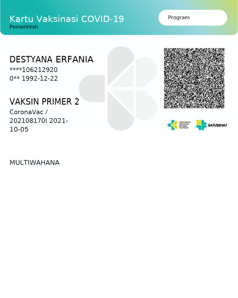 Vaccine Certificate Dose 2 Destyana Erfania 341 | PDF