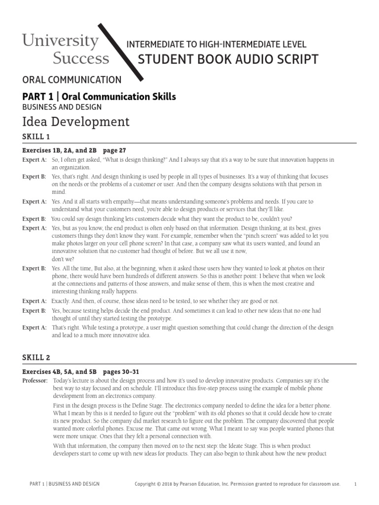 US Oral Communication Int SB Audioscript P1 BUS | PDF | Mobile App | Thought