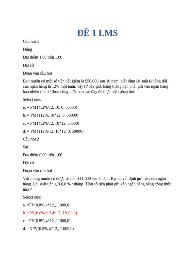 ĐỀ 1 LMS | PDF