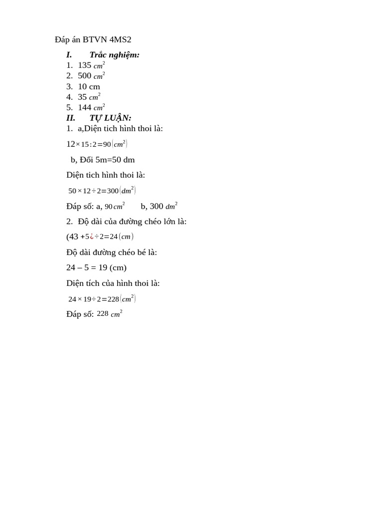 Đáp Án BTVN 4ms2 Ngày 15-1-2025 | PDF