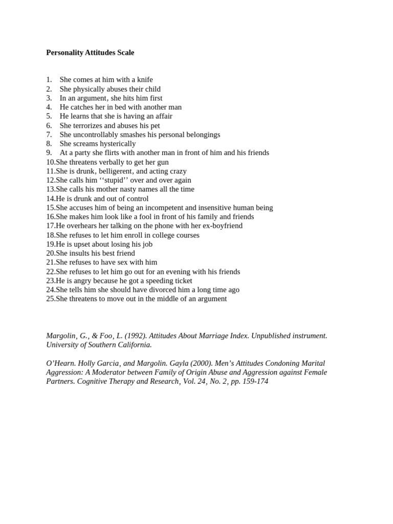 Personality Attitudes Scale | PDF